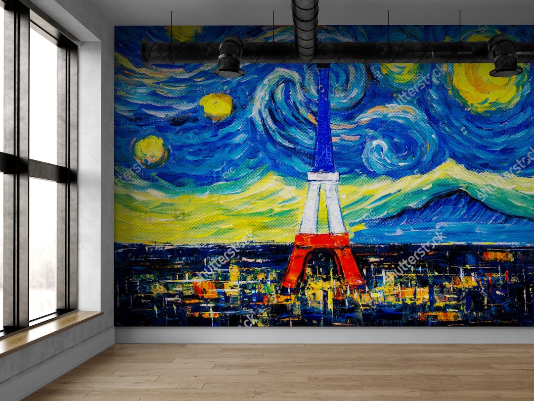 Wall Mural Painting Skyline City PARIS Wall Paper Art - Etsy