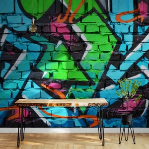 Peel Nd Stick Graffiti Murals Street Wallpaper Decor Graffiti Wall Art ...