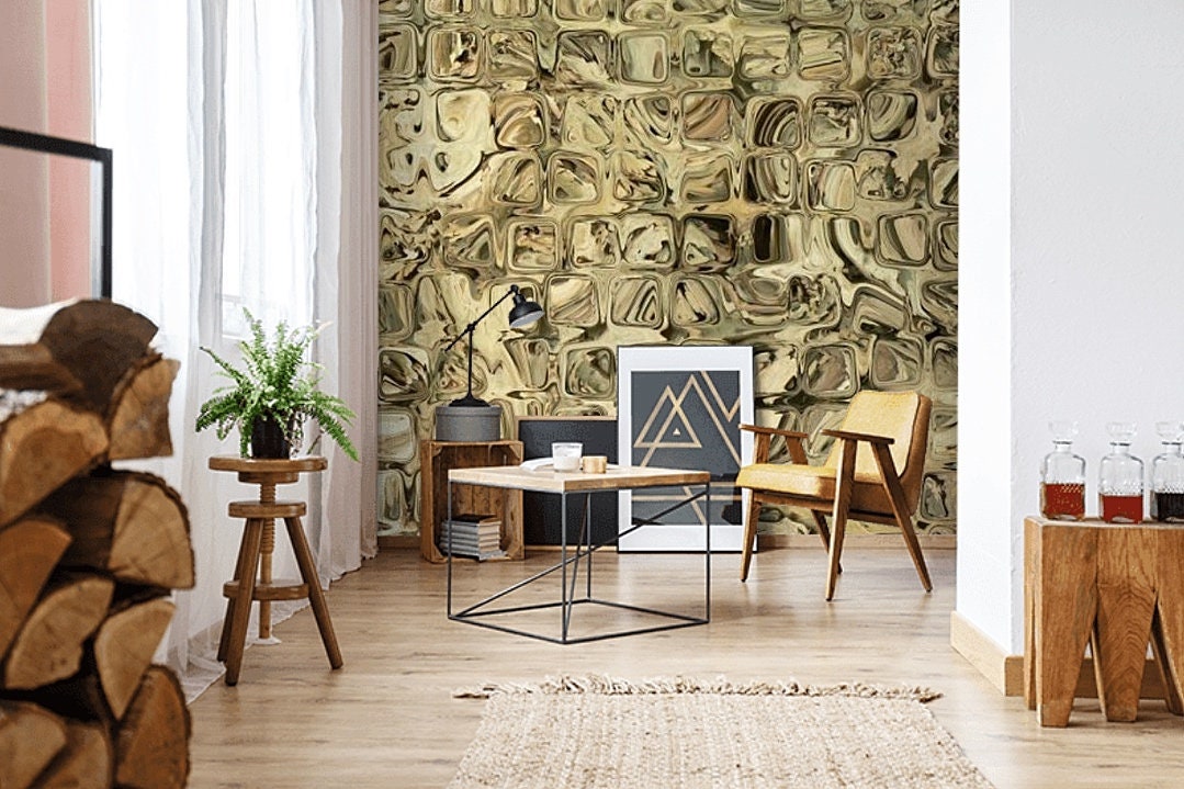 3D Wallpaper Gold Wall Mural Stylish Wall Decoration Wall - Etsy