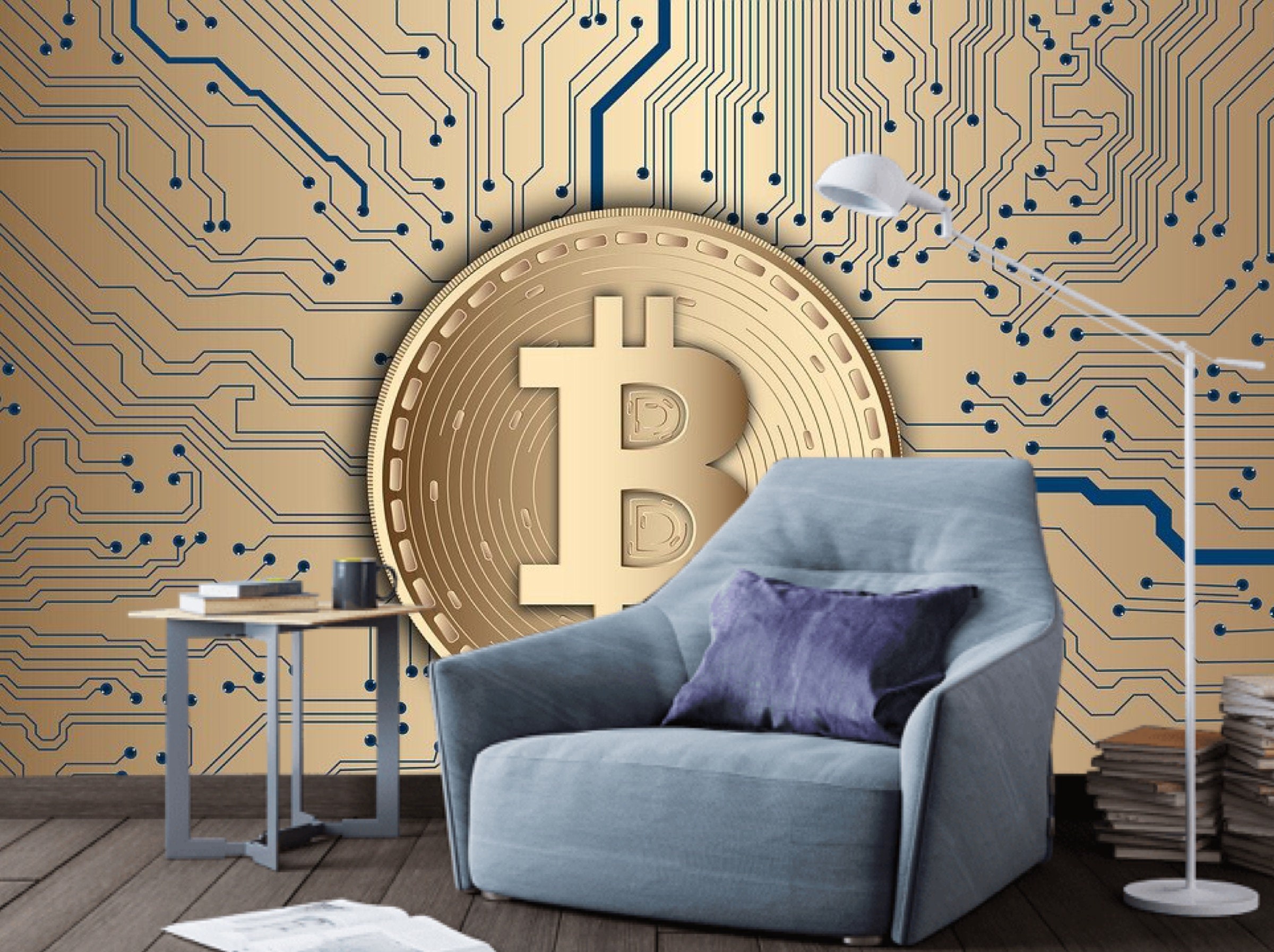 3D Bitcoin Wallpaper Wall Decals Peel and Stick Cryptocurrency - Etsy