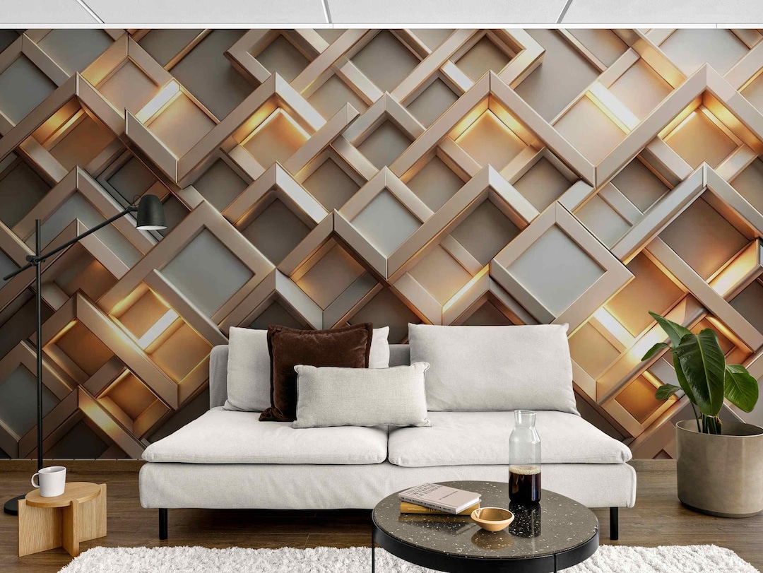 Geometric 3D Wallpaper for Accent Walls - Peel and Stick or Textured ...