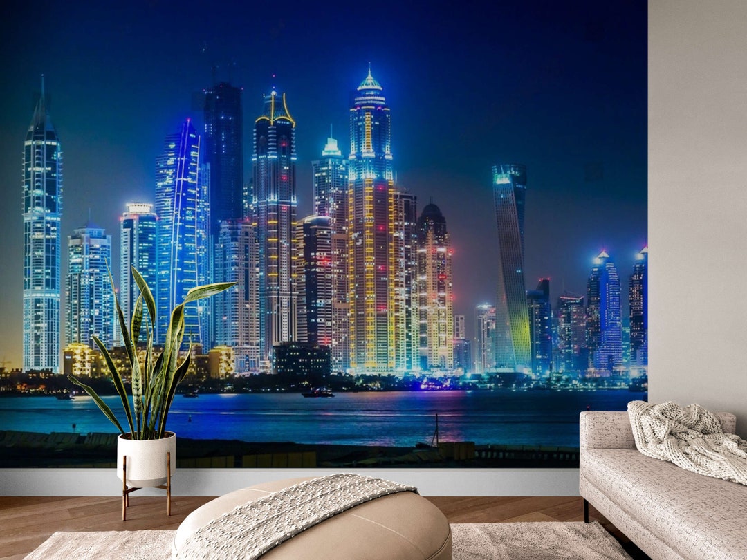 Dubai Cityscape Wallpaper – Modern Peel and Stick Wall Mural - Etsy