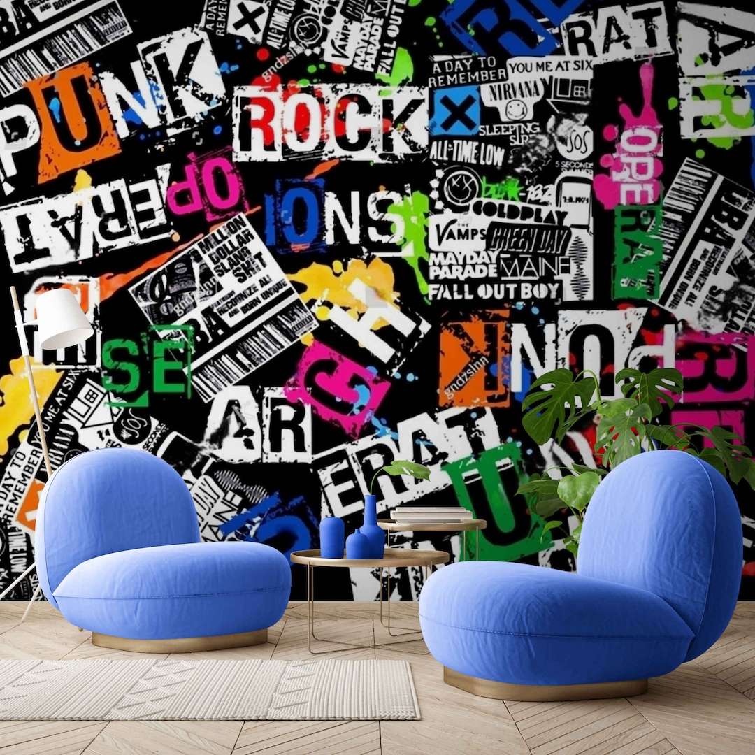 Punk Rock Art Wall Mural for Teenager Bedroom Ideas, Peel and Stick ...