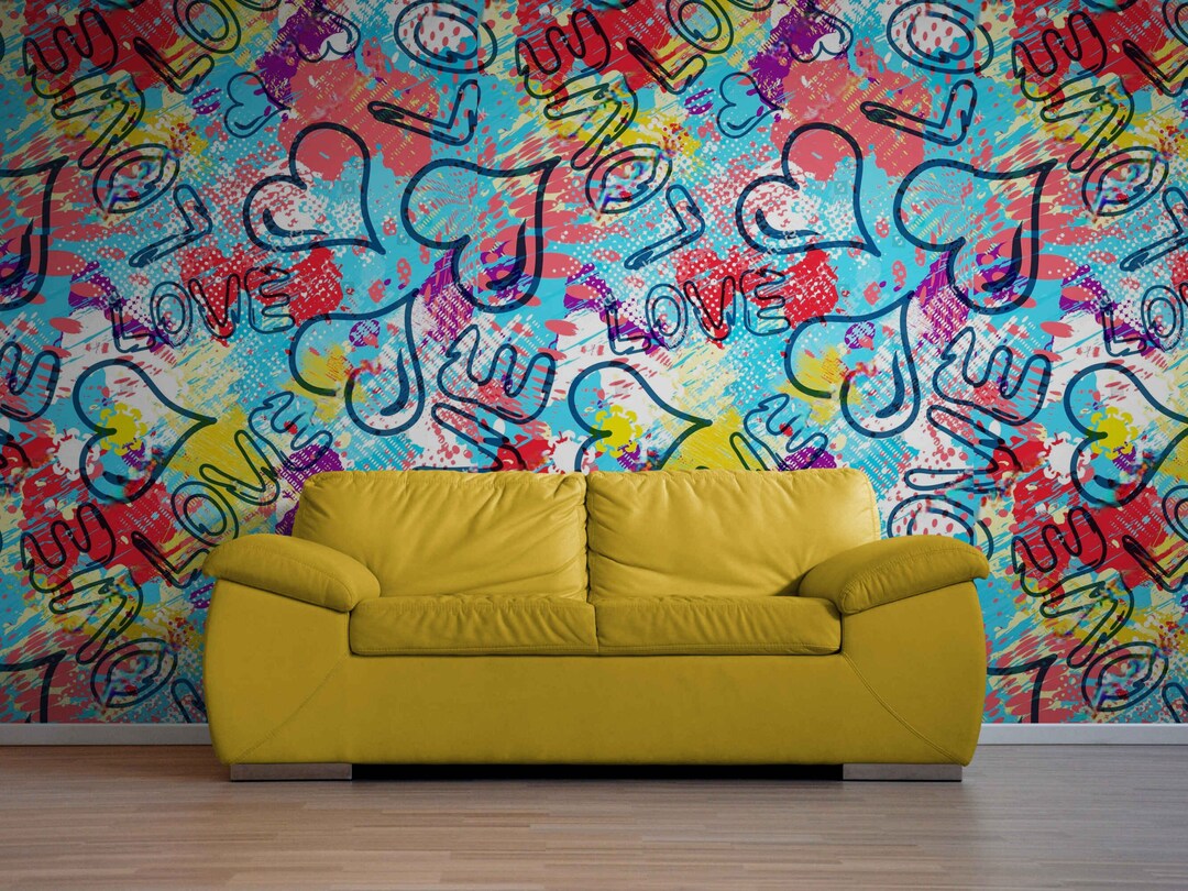 Colorful Graffiti Wallpaper Wall Mural Art Peel and Stick Graffiti ...
