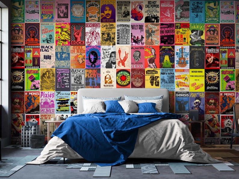 Punk Rock & Grunge Bands Collage Wallpaper for Walls, Vinyl Peel and ...