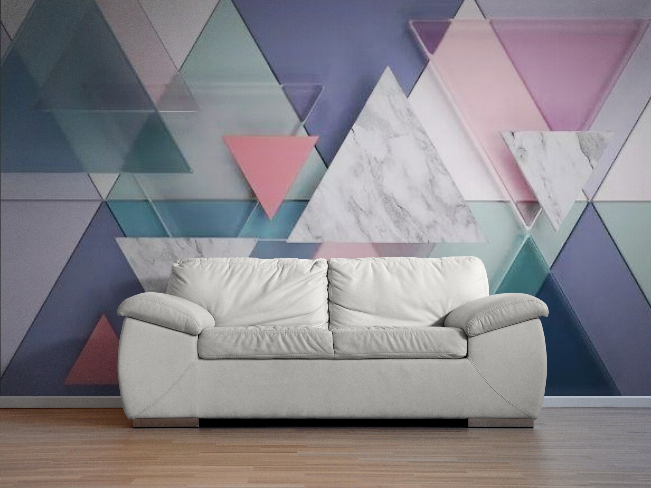 Colorful Triangles 3D Murals Wallpaper Wall Mural Decor Self - Etsy