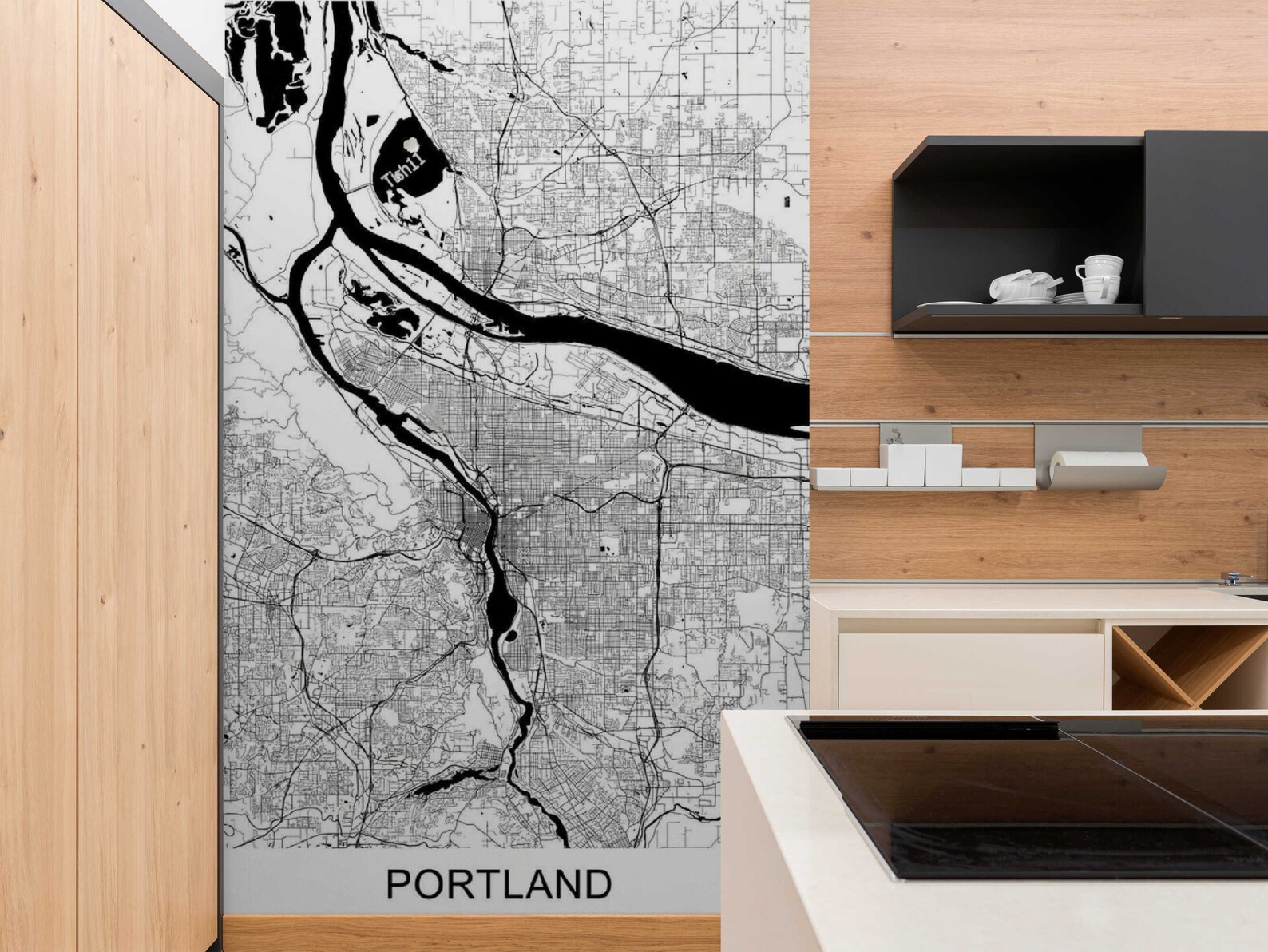 Portland City Map Wallpaper, Peel and Stick Vinyl Wall Mural - Etsy