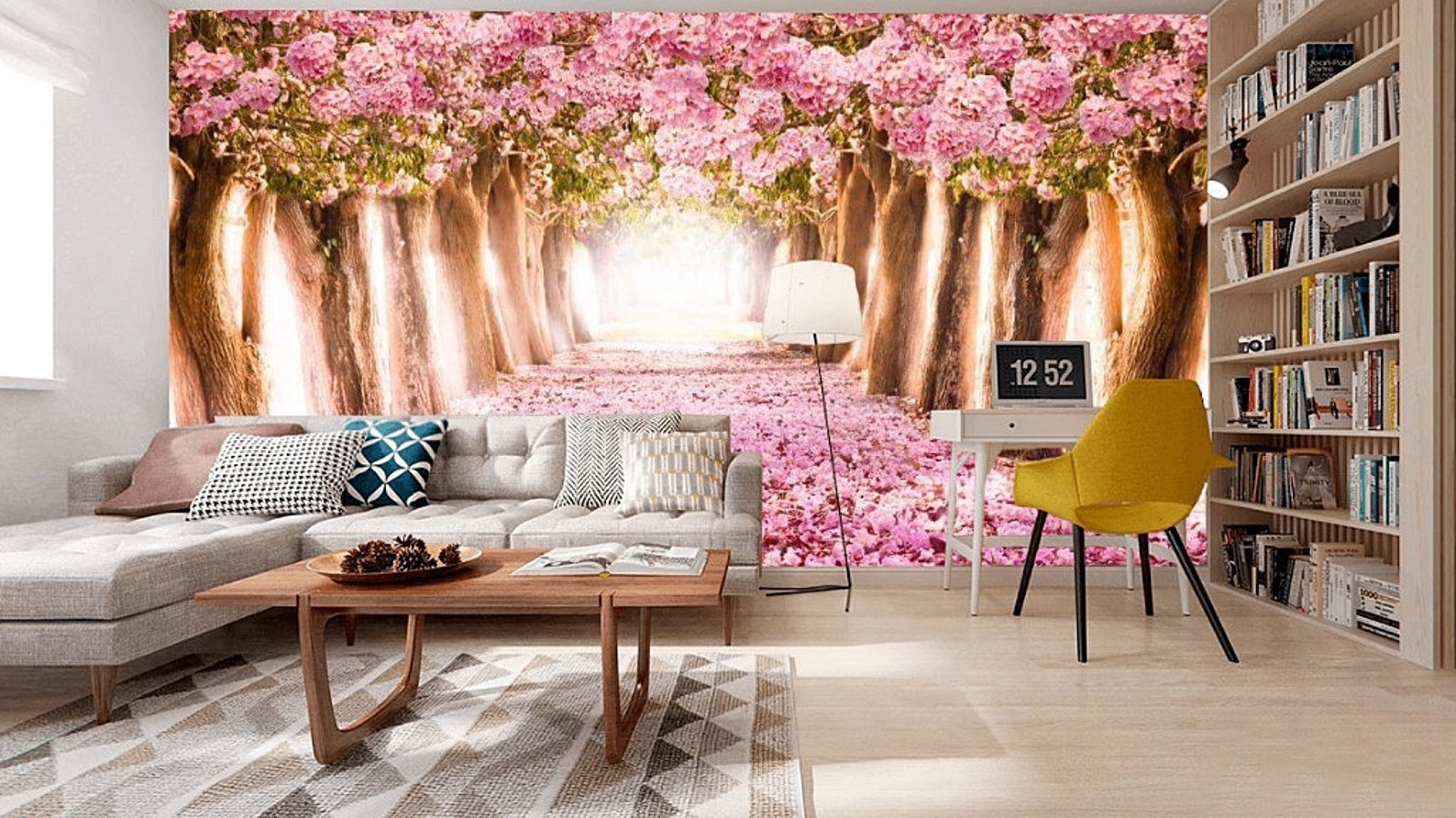 Pink Sakura Wall Mural Flower Trees Wallpaper Wall Decor Peel - Etsy