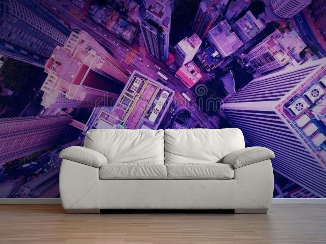 Wall Mural Cyberpunk City Photo Wallpaper WHA Modern Wall - Etsy