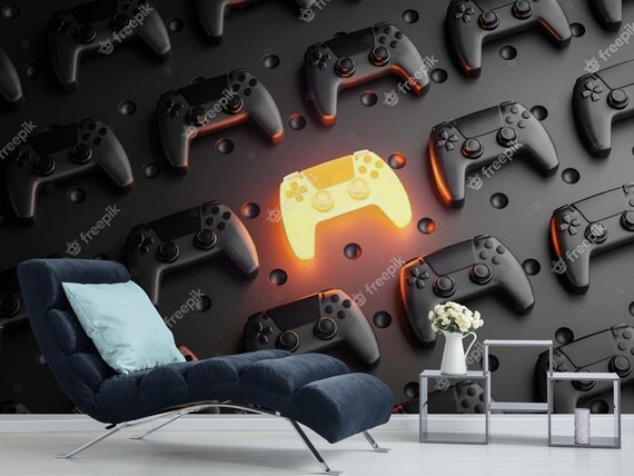 Gaming Wallpaper Kids Graffiti Wallpaper Kids Mural Dualshock - Etsy UK