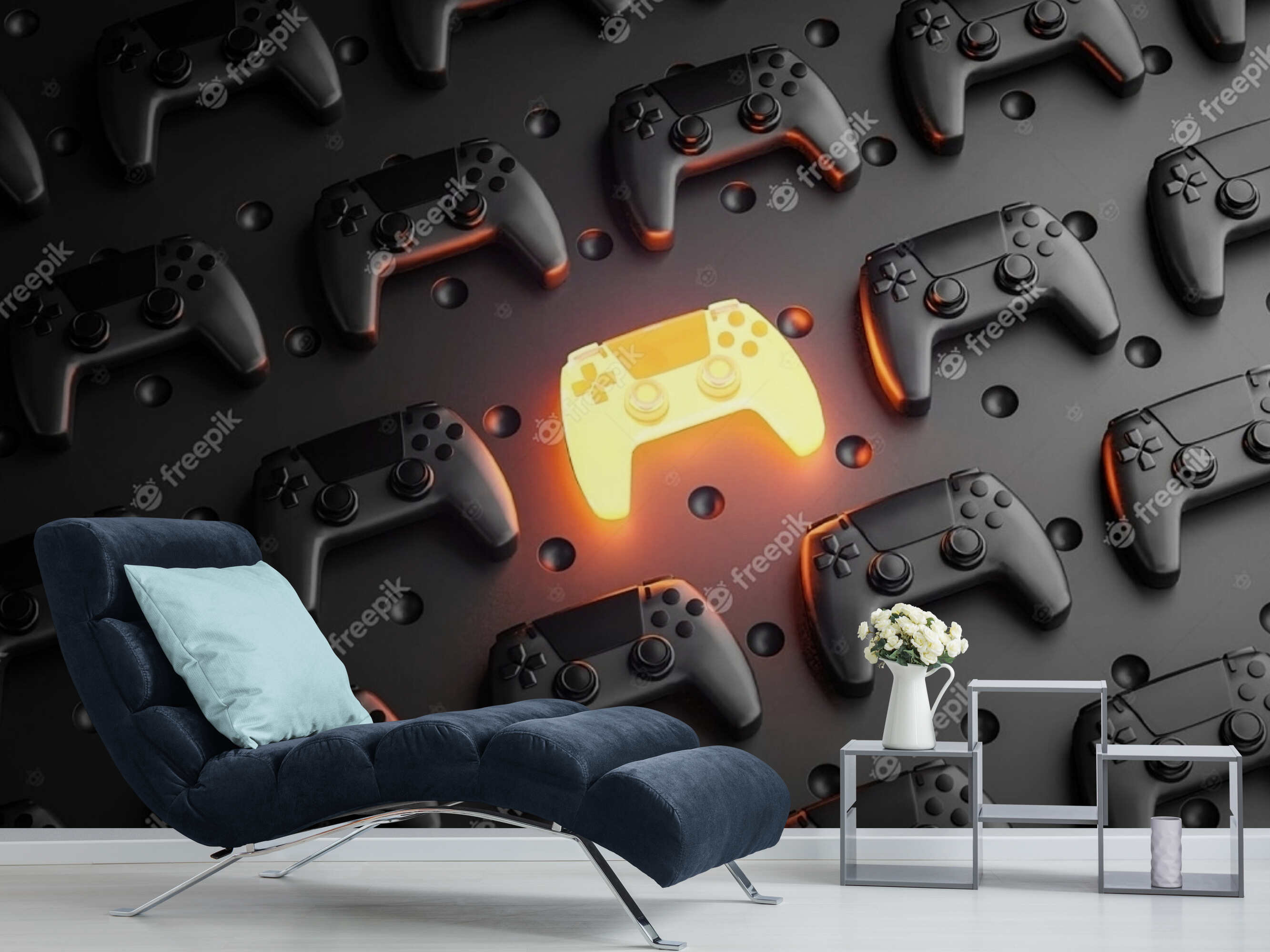 Gaming Wallpaper Kids Graffiti Wallpaper Kids Mural Dualshock - Etsy