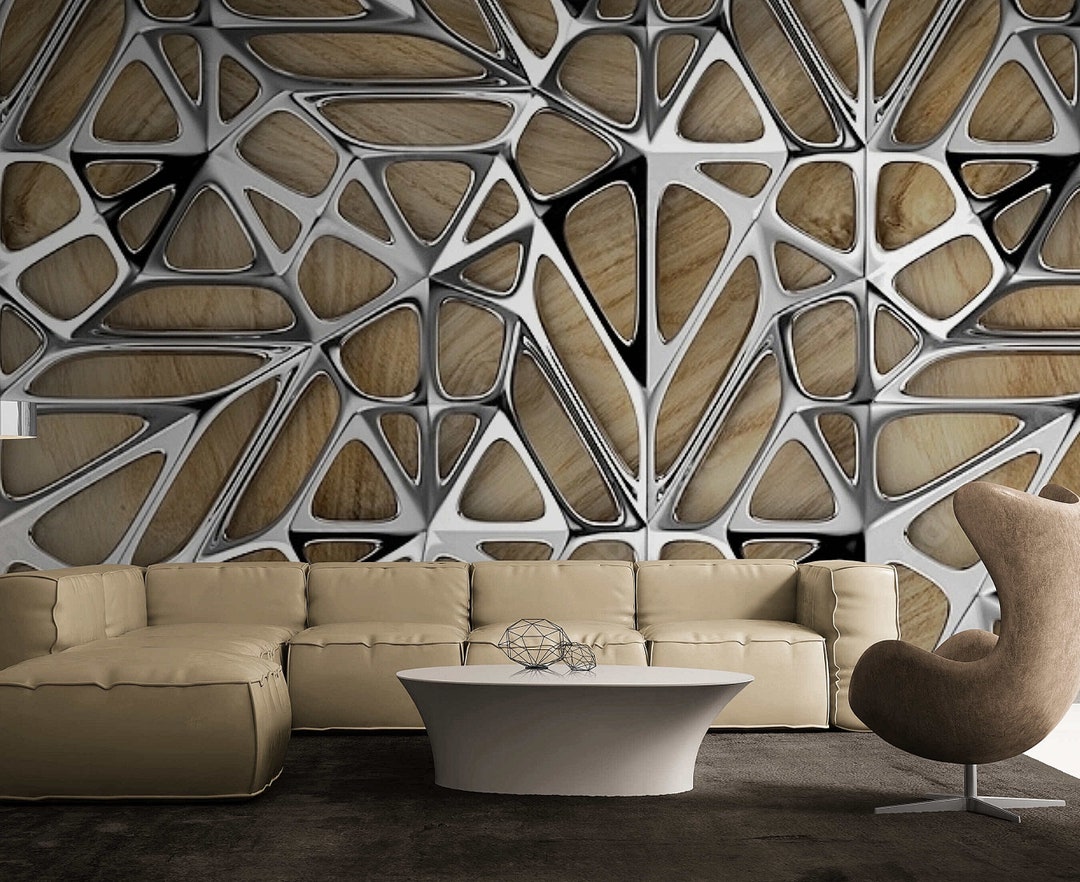 Modern Silver 3D Wall Paper Mural Wallpaper 3D Photo Mural Peel and ...