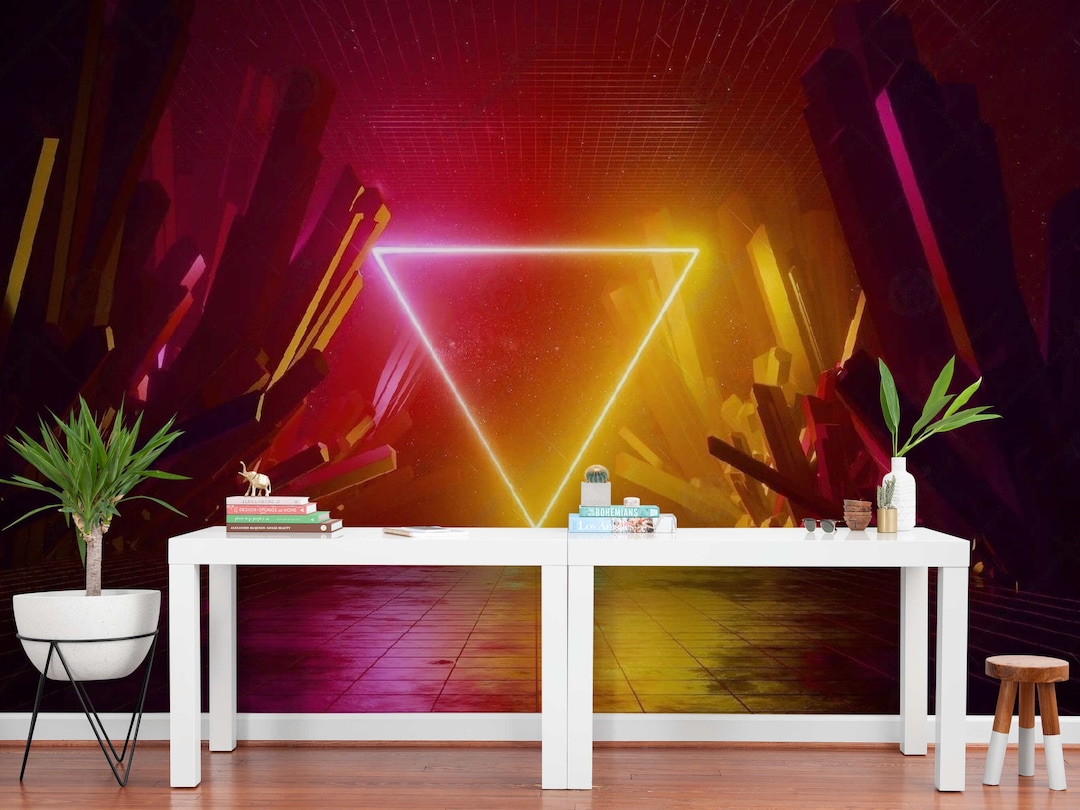 Gaming Neon Wallpaper Mural, 3D Abstract Peel and Stick - Etsy