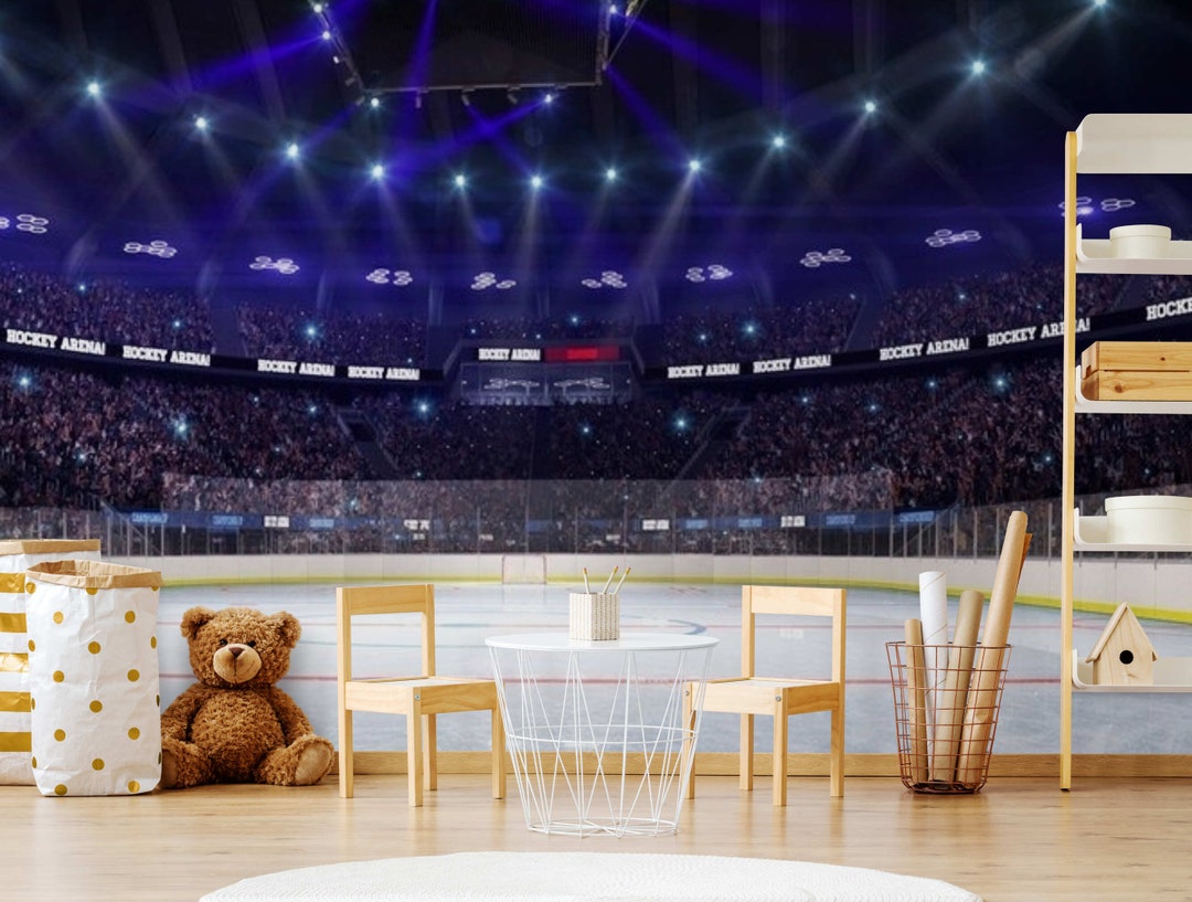 Hockey Arena Wall Paper Peel and Stick Mural Sports Wallpaper Kids ...