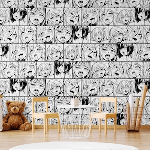 Anime Face Wallpaper Mural for Walls – Peel & Stick Japanese Manga Girl ...