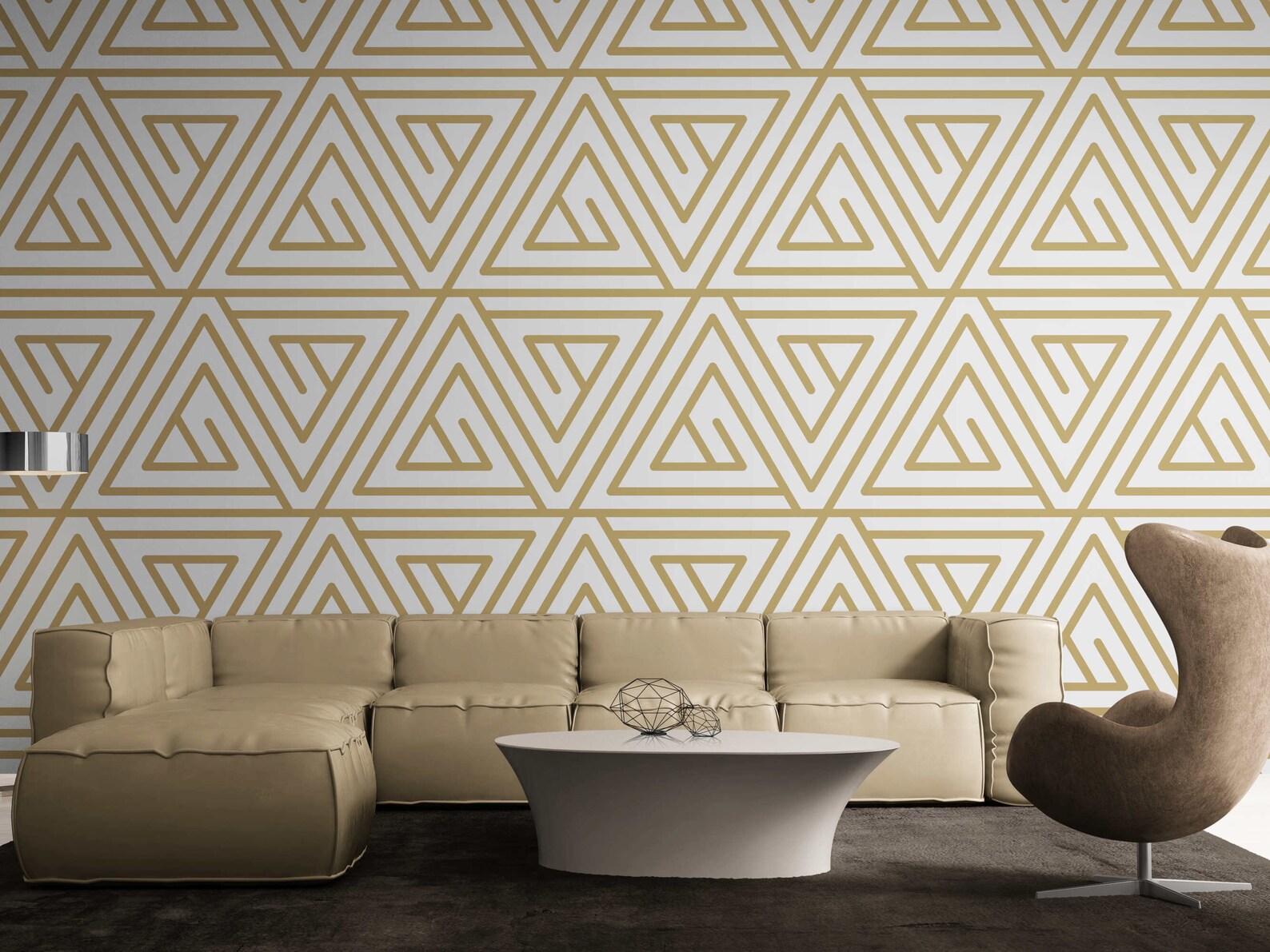 Geometric Wall Mural Gold Triangeles Pattern Wallpaper Custom - Etsy