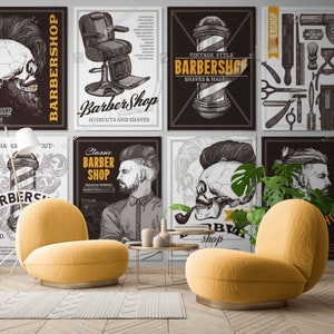 Barber Shop Wall Mural Wallpaper Peel and Stick Barber Design Men's ...