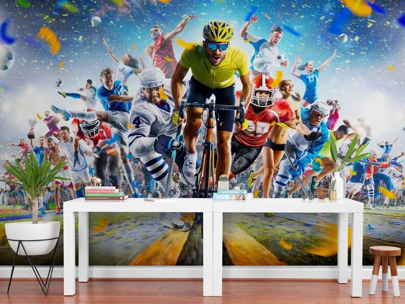 Multisport Action Wall Mural - Sports Wallpaper Peel and Stick Wall Art ...