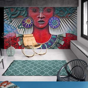 Aztec Mural Wallpaper - Vibrant Indigenous Art for Modern Interiors ...