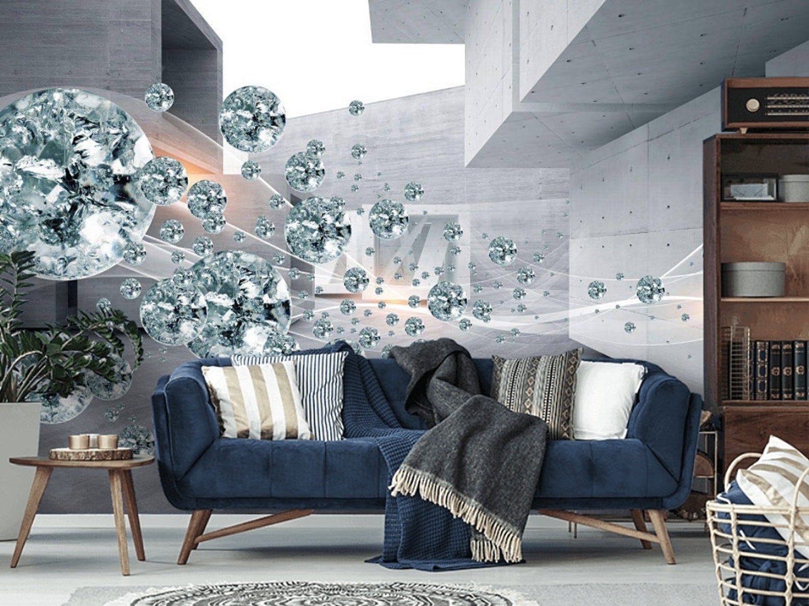 3D Diamonds Wallpapers Wall Decor Wall Mural Diamonds 3d Photo - Etsy