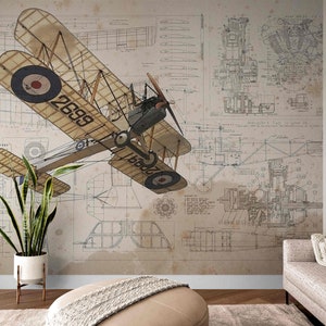 Aircraft Plane Wallpaper Airplane Mural Aviation Wallpaper Decor Peel ...