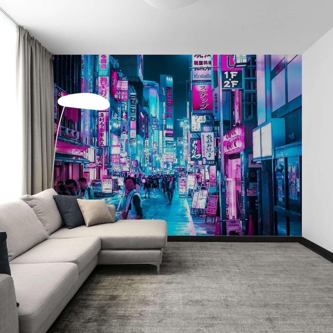 Cyberpunk City Wallpaper, Graffiti Wall Mural Wall Paper Neon Art ...