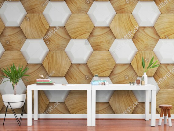 Wood 3D Wallpaper Wall Art Wall Paper Wall Mural Peel and - Etsy