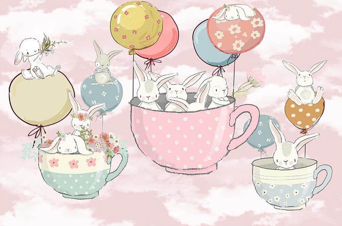 White Rabbits Wallpaper KIDS ROOM Nursary Mural Kids Photo | Etsy