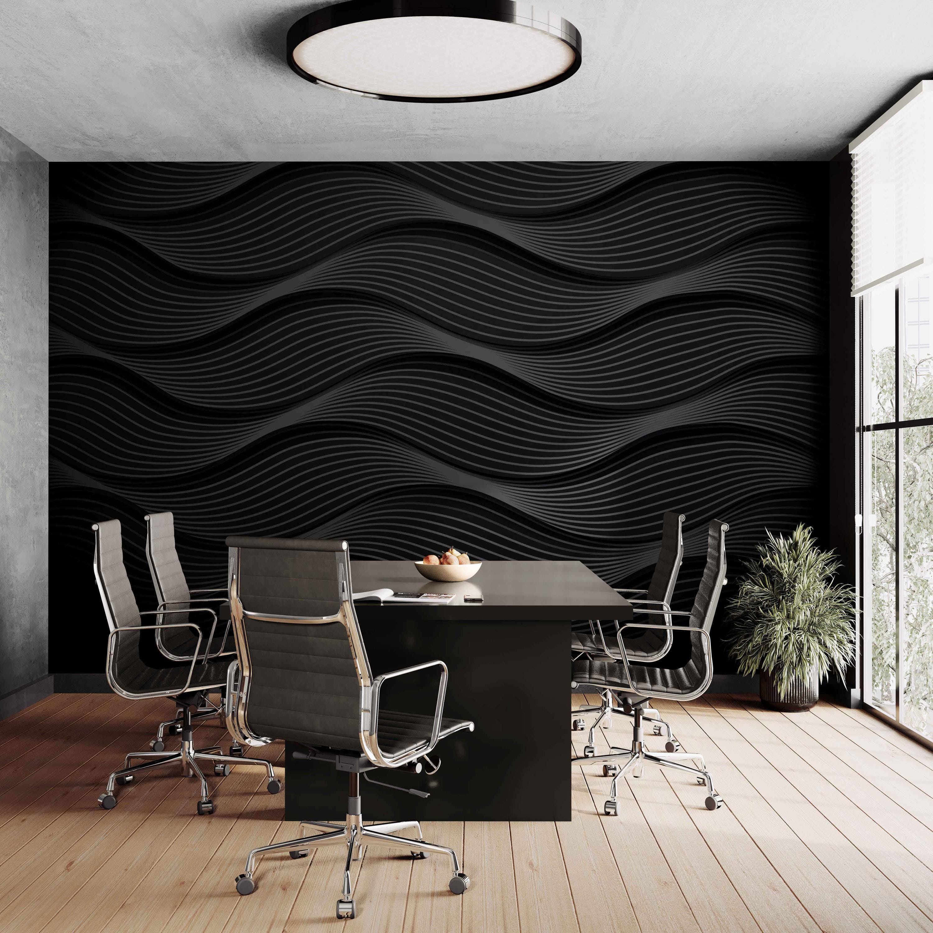 3D Dark Waves Wallpaper - Modern Accent Wall Covering - Etsy
