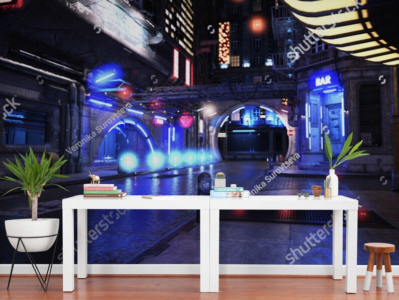 Mural Wallpaper Cyberpunk Wall Mural 3D Wallpaper Peel & Stick - Etsy