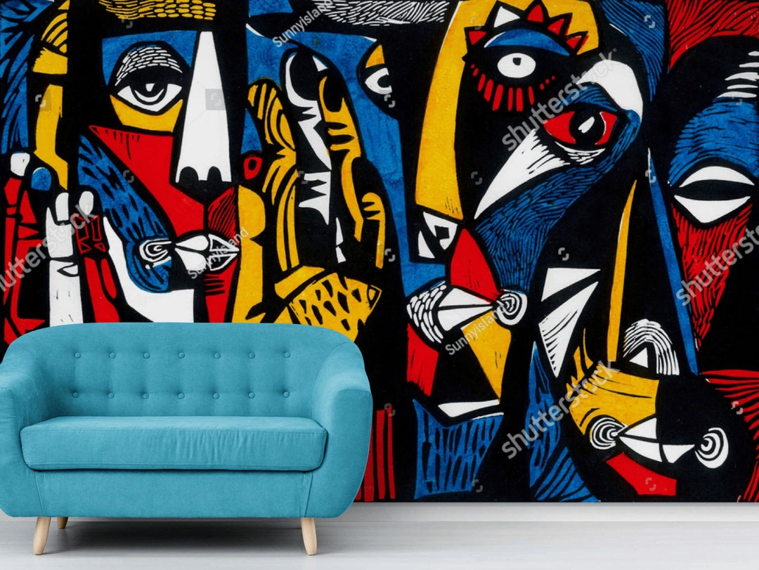 Abstract Cubism Wall Mural – Picasso Art Wallpaper for Dining Room or ...