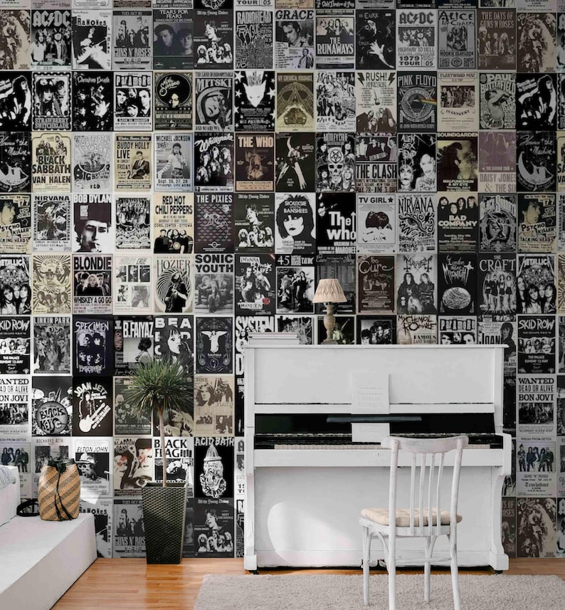 Rock Band Poster Wallpaper, Peel and Stick Music Wall Mural for Bedroom ...