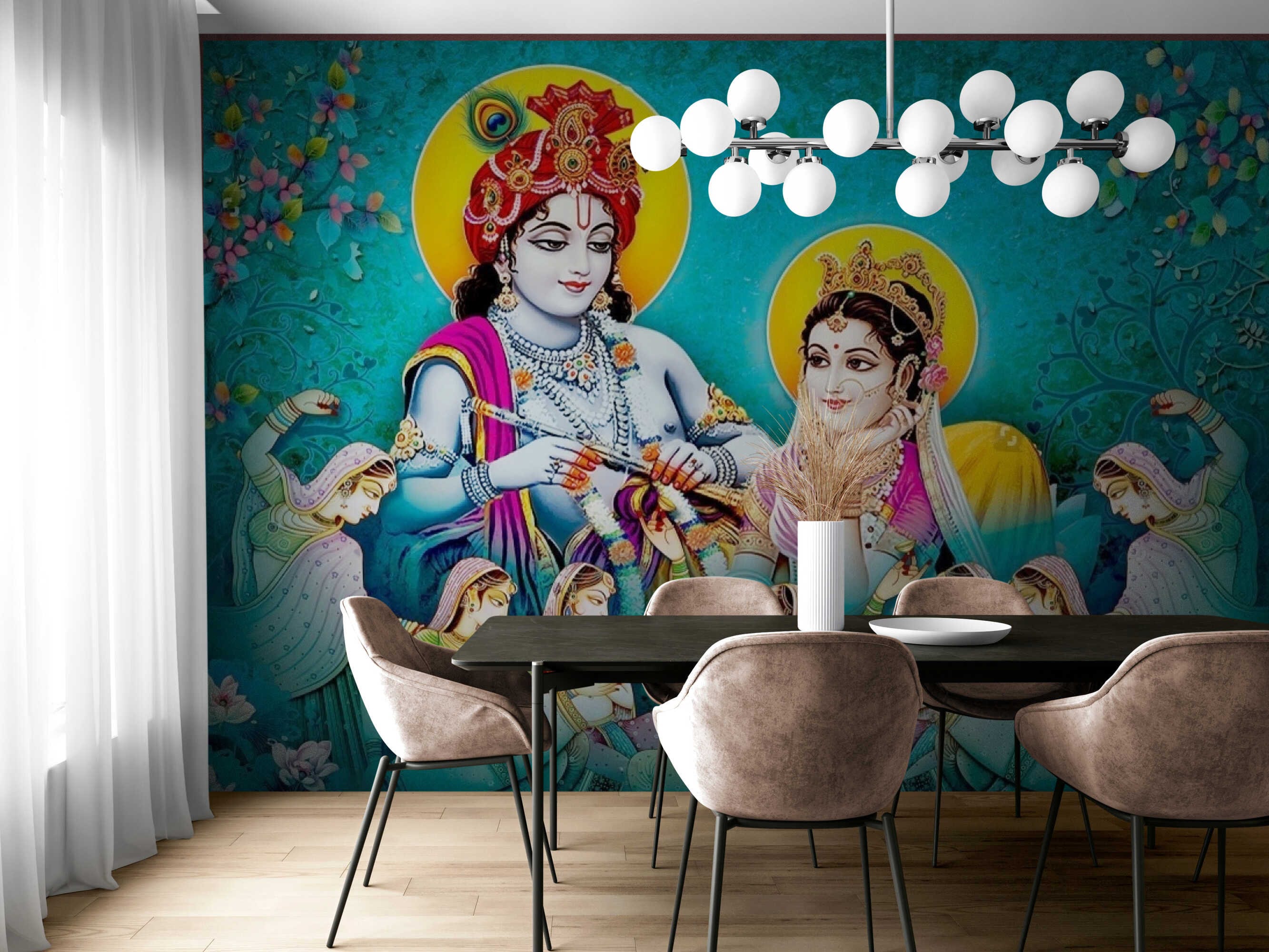 Radha Krishna Wallpaper Mural, Peel and Stick Spiritual Wall Decor for ...