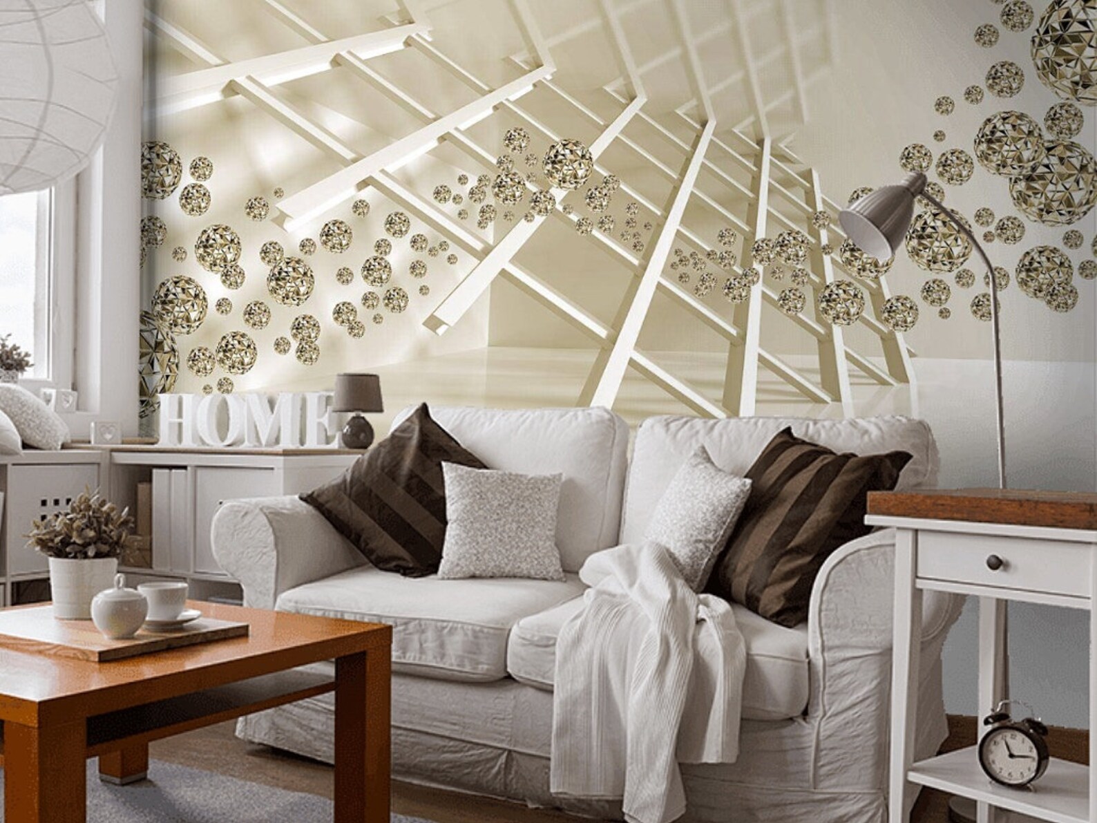 Vinyl 3D Wallpaper Gold 3d Wall Mural Decor 3D Wall Paper - Etsy