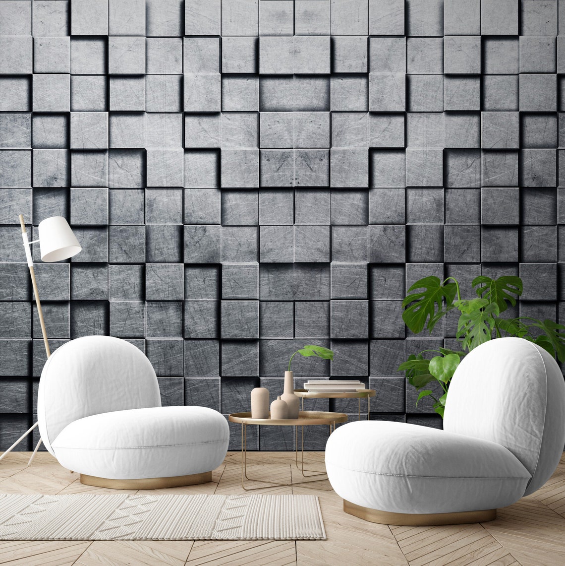 Gray Brick 3d Wallpaper Loft Style Mural Decor 3d Wall Paper - Etsy