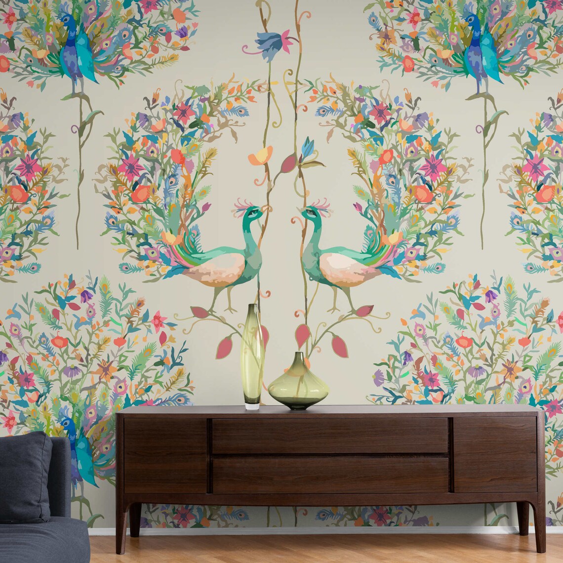 Vintage Peacock Wallpaper Wall Mural Peel and Stick Bedroom - Etsy