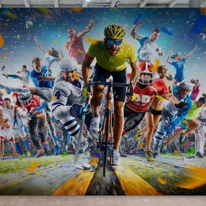 Multisport Action Wall Mural - Sports Wallpaper Peel and Stick Wall Art ...