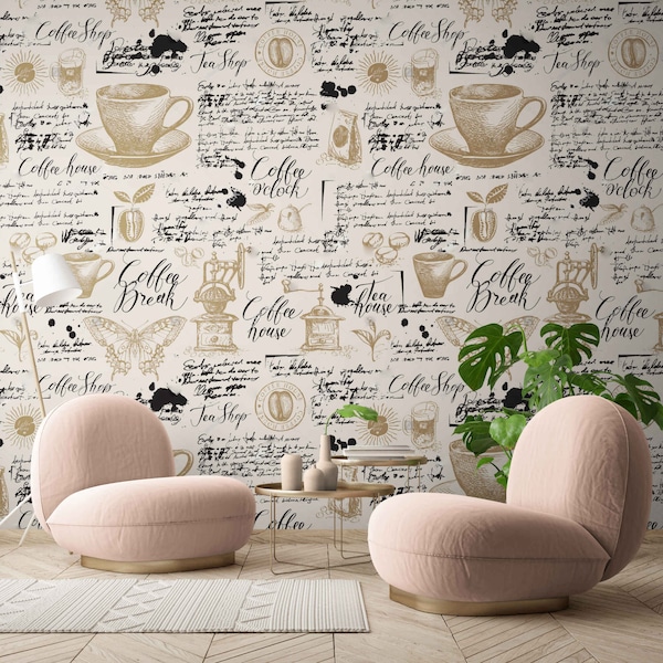 Kitchen Wallpaper Coffee - Etsy