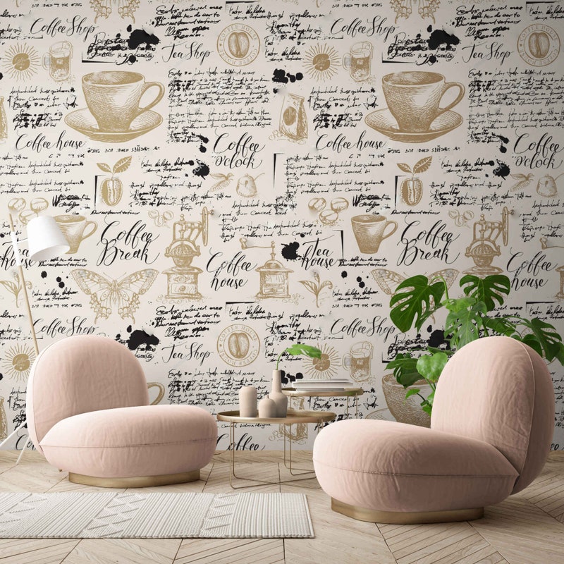 Coffee Kitchen Wallpaper - Etsy