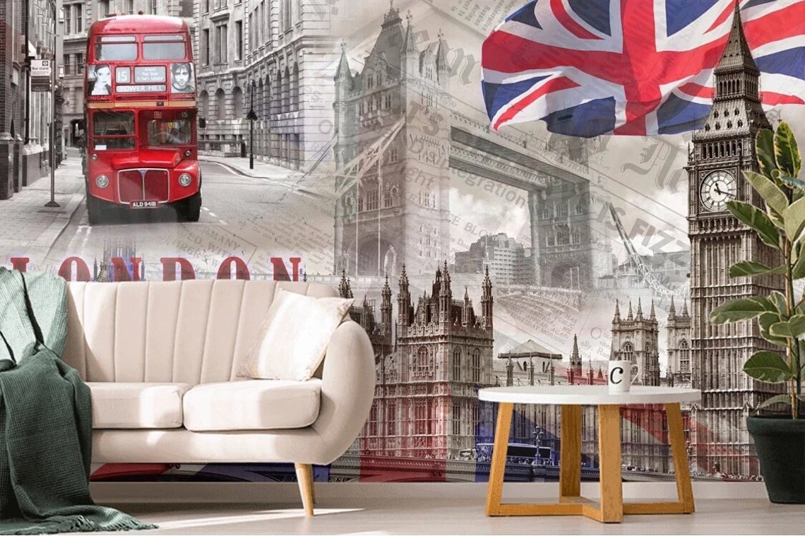 London Cityscape Wallpaper Mural - Removable Wall Art - Etsy