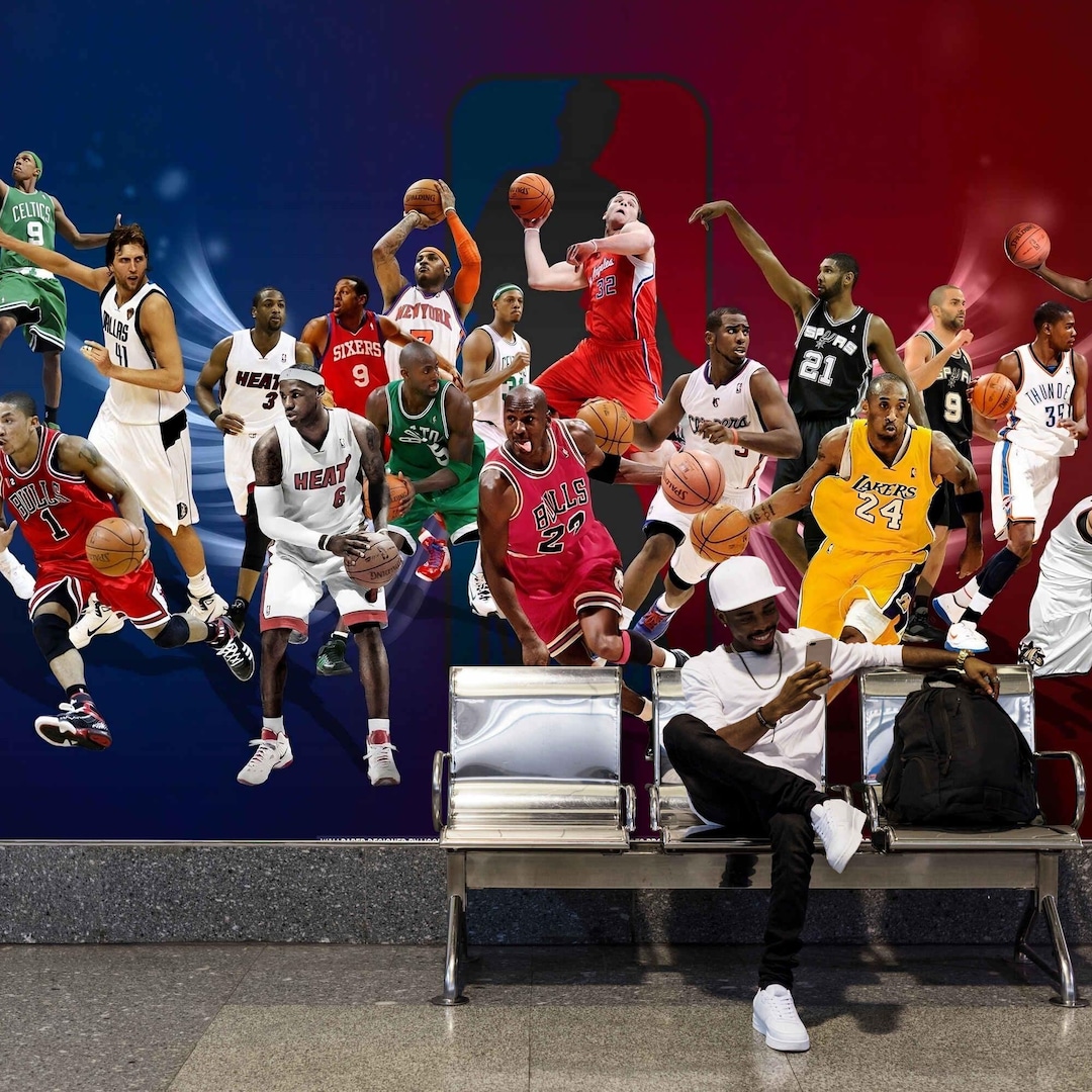 Basketball Wall Mural Nba Player Wallpaper For Boys Sports Room Decor