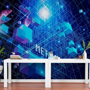 3D Wall Mural Metaverse Wall Art Wallpaper Mural Peel and Stick Wall ...