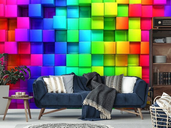 3D Wallpaper Peel & Stick Mural 3D Vinyl Wallpaper Colorful - Etsy