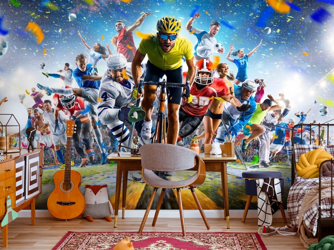 Multisport Action Wall Mural - Sports Wallpaper Peel and Stick Wall Art ...