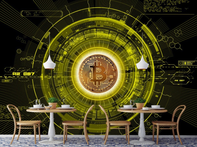 3D Vinyl Walllaper Bitcoin Image Wall Mural Peel & Stick - Etsy