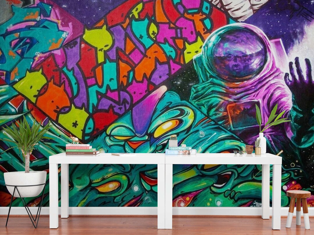 Colorful Mural Graffiti Wallpaper Peel & Stick Murals Removable ...