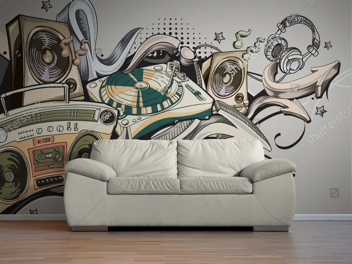 Graffit Wallpaper Wall Art Wall Paper Wall Mural Bedroom Mural - Etsy