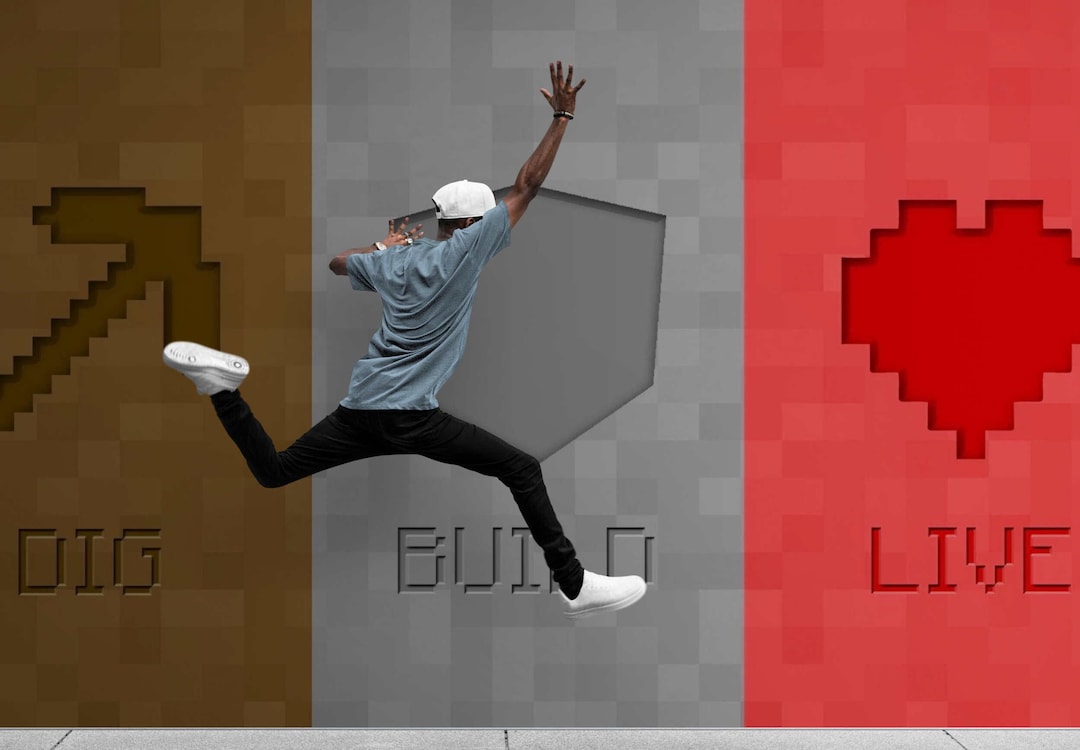 Pixel Art Gaming Wallpaper – Minecraft Theme DIG, BUILD, LIVE Wall ...
