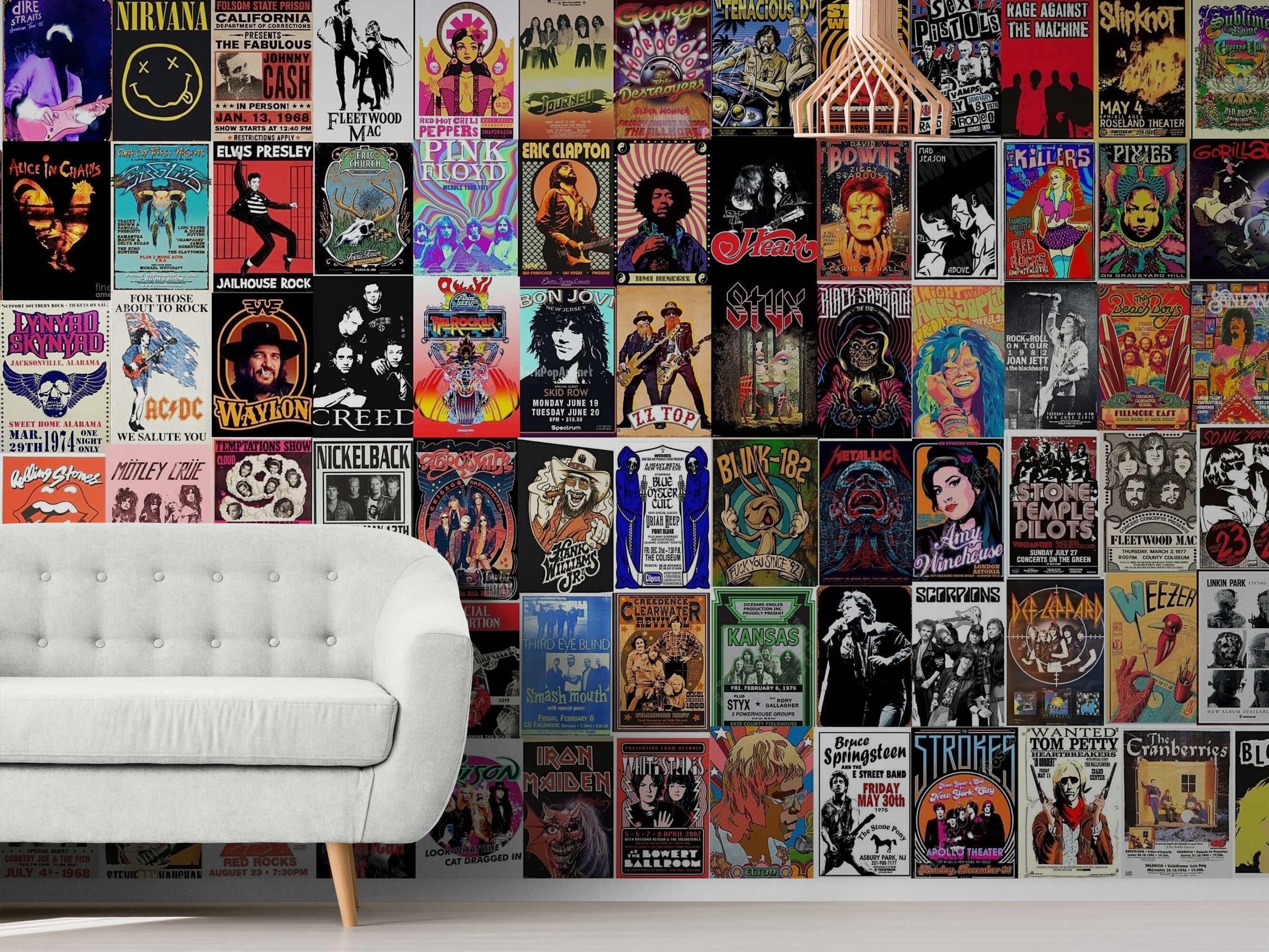 Rock and Roll Concert Poster Wall Mural, Vintage Photos of Music Band ...