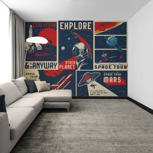 Vintage Universe Wallpaper, Astronaut Mural, Space-themed Posters ...